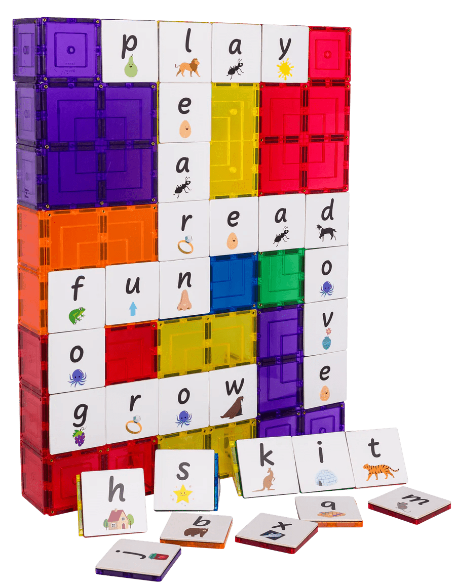 Learn & Grow Magnetic Tile Toppers - Alphabet Lower Case Pack (40 Piece ...