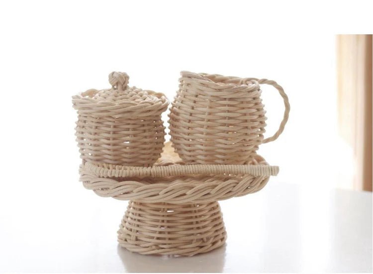 Rattan Cake Stand Set - 4 Pice by Juni Moon | The Playful Collective