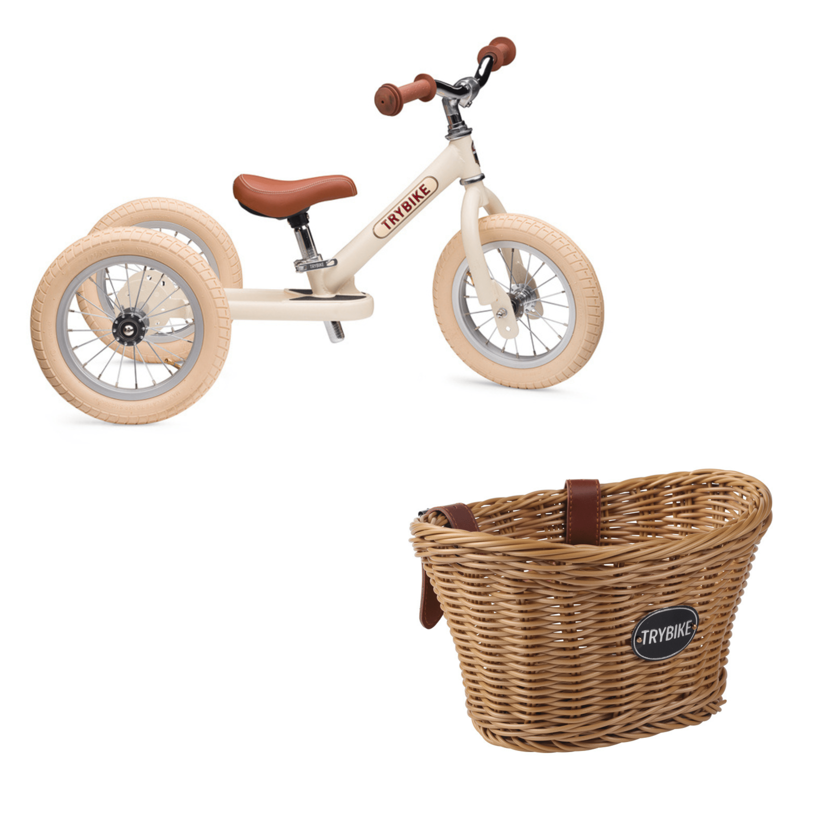 Trybike Steel 2-in-1 Tricycle & Balance Bike - Cream with Handlebar ...
